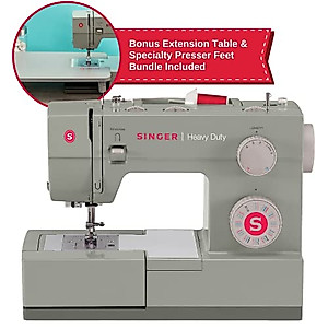 SINGER | Heavy Duty Holiday Bundle - 4452 Heavy Duty Sewing Machine with Bonus Extension Table for Larger Projects, Packed with Specialty Accessories