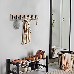 CRXCRC 10pcs Single Prong Robe Hook,Hooks for Hanging,Flat Coat Hooks Wall Mounted for Hanging Towel Hooks with 20 Screws for Coats,Bag, Scarf, Key, Towel, Hat,Cup (Black)