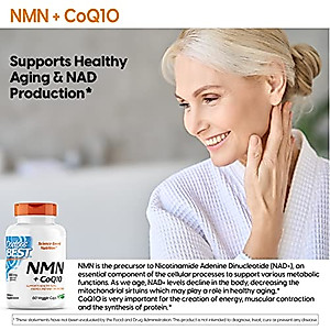 Doctor's Best NMN + CoQ10, Supports Healthy Aging, Energy, and NAD+ Production, Vegan, 60 Veggie Caps