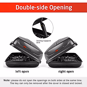 Goplus Rooftop Cargo Carrier Hard Shell, 14 Cubic Feet Waterproof Car Roof Cargo Carrier w/Dual Side Opening, Security Key, 165LBS Capacity, for 17” to 22.8” Wide Crossbar Rack, Vehicle Cargo Box