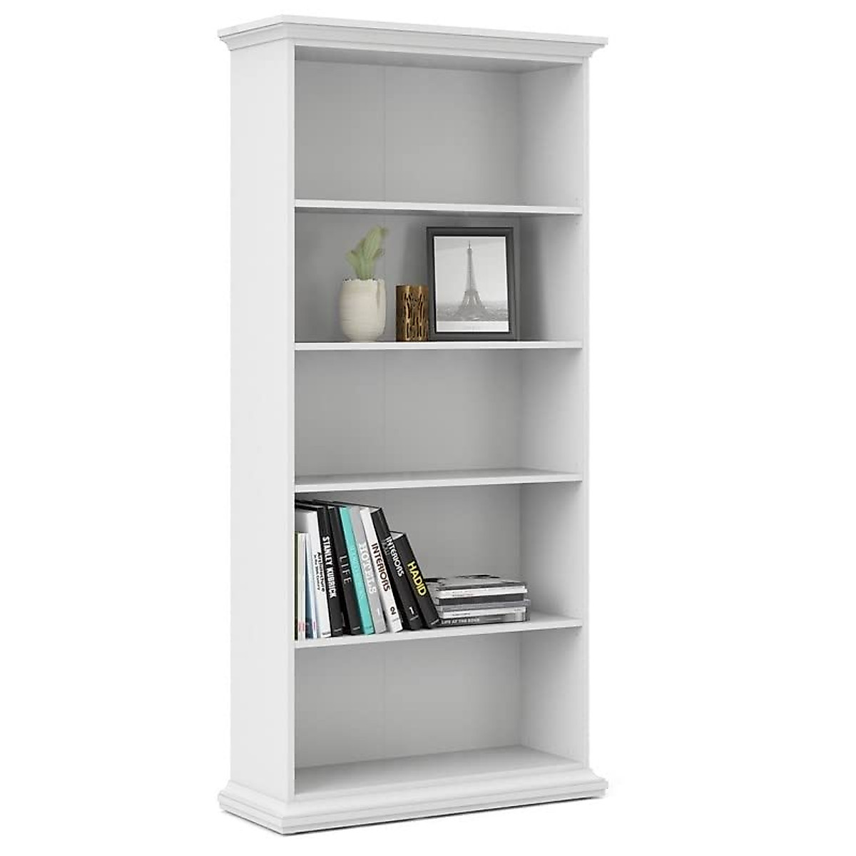 Home Square 5 Shelf Wood Bookcase Set in White (Set of 2)