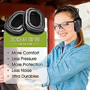 ZOHAN EP03 Gel Ear Pads for Walker’s Razor Earmuffs, Soft and Comfortable Replacement Gel Ear Cups with Sealed Bottom Shell