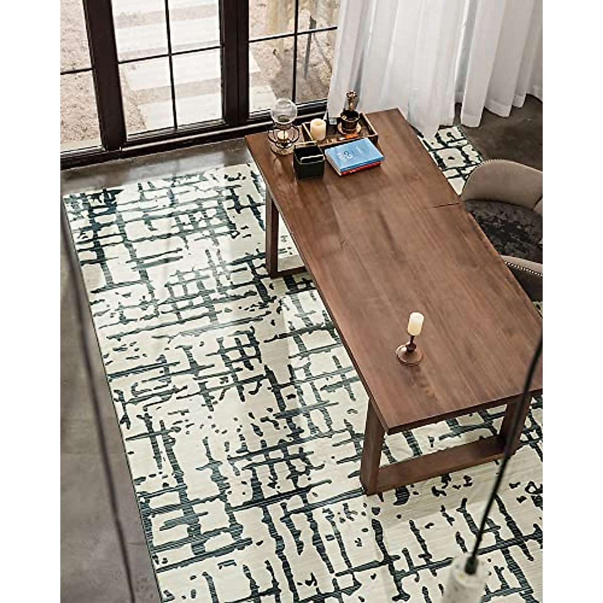 RESARE-Area Rug 5x7 ft-Neutral Modern Carpet Rug for Living Room Bedroom Dining Room-Machine Washable Beige Area Rug for Decor Decoration