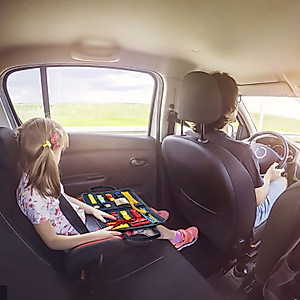 FBve Toddler Busy Board, Montessori Basic Skills Activity Board for Fine Motor Skills & Learn to Dress - Educational Learning Toys for Toddlers - Sensory Toy for Airplane or Car Travel