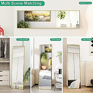 Kacalujia Gold Full Length Mirror 59’’x16’’ of Tempered Mirror with Aluminum Frame, Standing Hanging or Leaning Against Wall for Bedroom, Living Room, Modern Floor Mirror for Home Decoration