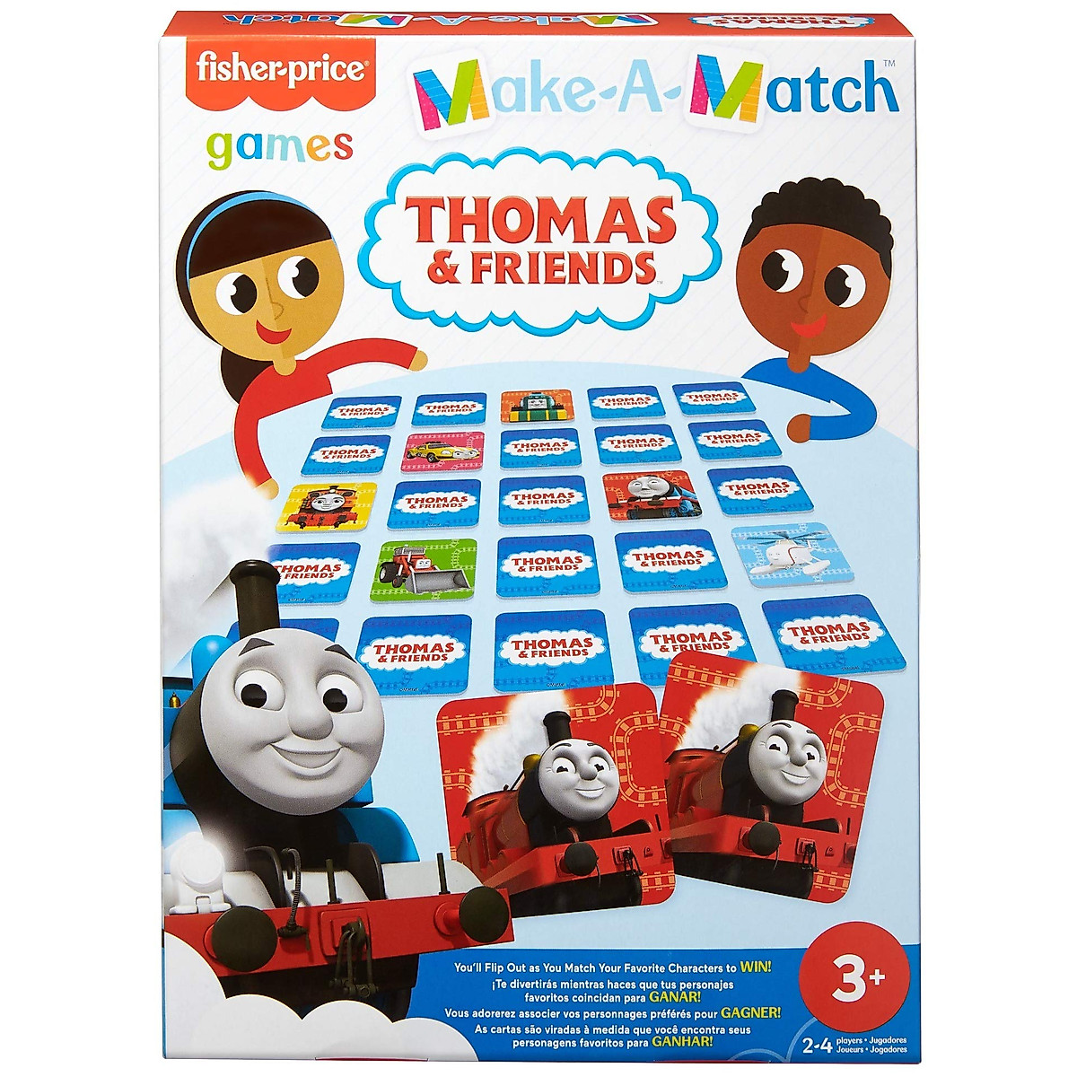 Mattel GamesFisher-Price Make-A-Match Card Game with Thomas & Friends Theme, 56 Cards for 2 to 4 Players, Gift for Kids Ages 3 Years & Older