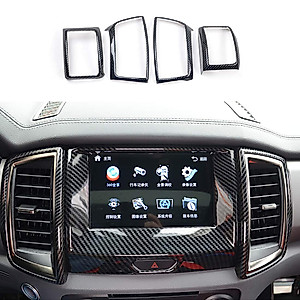 ruihe 4pcs Carbon Fiber Color Air Conditioning Dashboard Vent Cover Fit for Ford Ranger Accessories 2015 2016 2017 2018 2019 2020 2021ABS