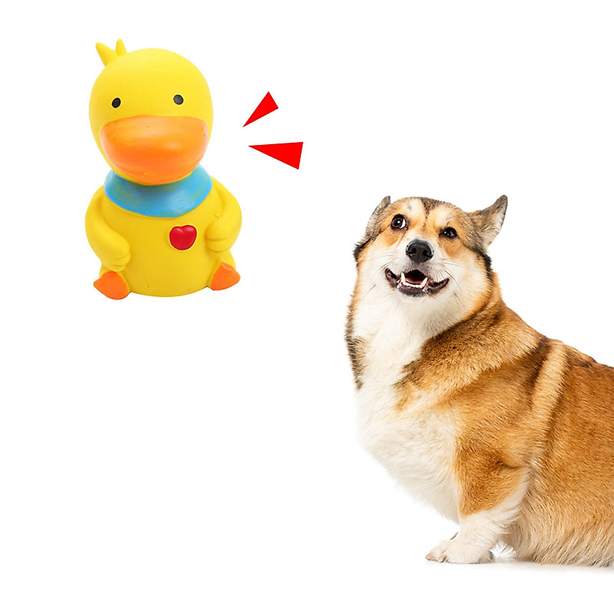 DaMohony Latex Dog Squeaky Toy, Yellow Duck Interactive Play Toy for Puppy Small Pet Dogs