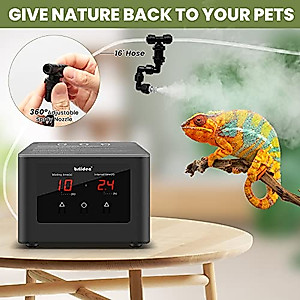 briidea Reptile Misting System, Terrarium Mister with 2 Power Supply Ways, Automatic Humidifiers with Adjustable Spray Nozzles for Reptiles Plants Amphibians Herps