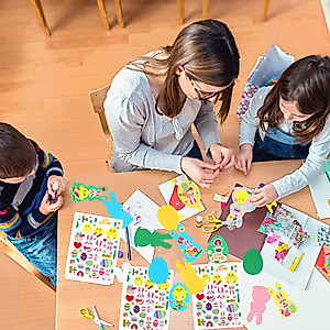 WaaHome Easter Arts and Crafts Kits with 24 Egg and Bunny Cards, Easter Egg Bunny Basket Flowers Stickers Crafts for Kids School Classroom Game Party Favors