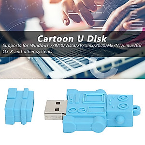 Cute USB Flash Drive, Novelty Cartoon Blue Robot Appearance Thumb Drive, Pendrive Memory Thumb Stick for Date Storage, Gifts for School Students Kids Children Teacher Collegue Employees (128GB)