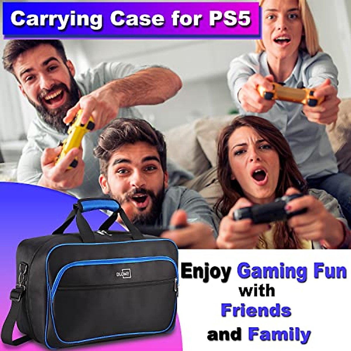 SWOJG Carrying Case for PS5, Protective Travel Bag for PS 5 Controller Console Games, Large Capacity Carry Case Compatible with Playstation 5 Disk Digital Edition, Gaming Headset and Game Accessories