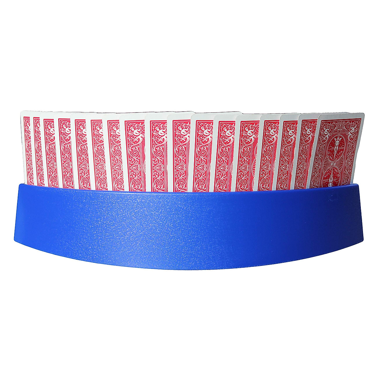 Twin Tier Premier Playing Card Holder (Set of 2) - Holds Up to 32 Playing Cards Easily - 12 1/2" x 4 1/2" x 2 1/4" - Stack for Storage - Made in The USA (Blue)