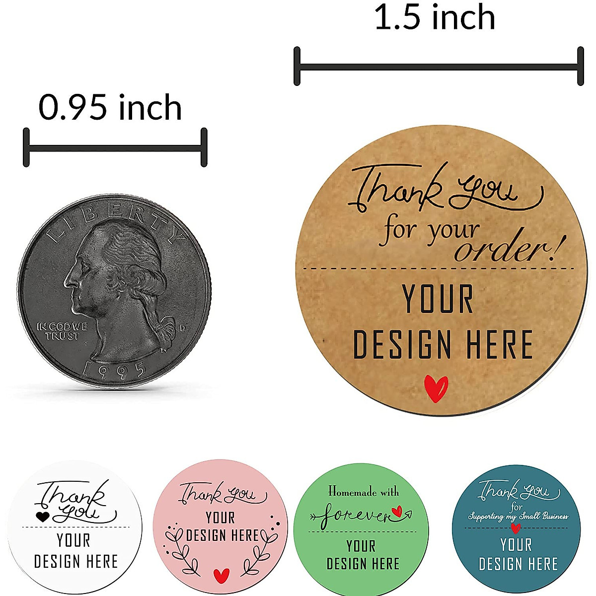 Inshoney Custom Stickers Thank You for Your Order Stickers Lables Personalized Sticker for Business Logo 1.5inch, 2inch, 100pcs,200pcs