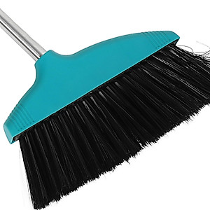 LIFKOME Broom for Floor Cleaning with 84 inch Long Handle Heavy Duty Broom for Sweeping Indoor Outdoor Kitchen Office Green