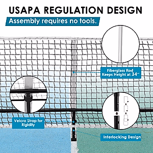 RXUTOTE Portable Pickleball Net Set, 22 FT USAPA Regulation Size for Full Court System Outdoors Driveway Matches, Easy Setup to Experience Competitive Pickle Ball Game Anywhere