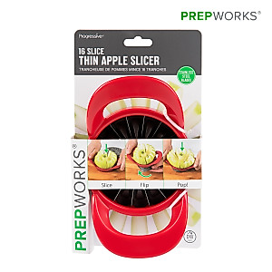 PrepWorks by Progressive Dishwasher Safe 16-Slice Thin Apple Slicer and Corer with Attached Safety Cover