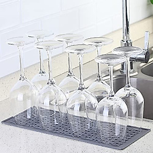 RECER Silicone Dish Drying Mat, Heat-resistant Drying Mat for Kitchen Counter, Easy to Drain and Clean, ,Eco-friendly, Non-Slip, Counter, Sink, or Bar