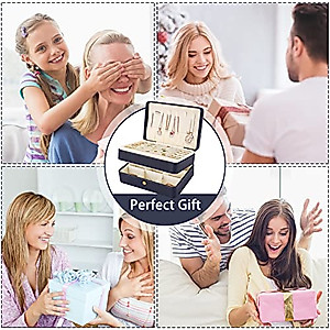 Jewelry Organizer Box, Number-one 3 Layers Medium Travel Jewelry Case PU Leather Portable Jewellery Box Gift for Women Girls Girlfriend, Storage Holder for Rings Earring Necklace Bracelet Watches,Blue