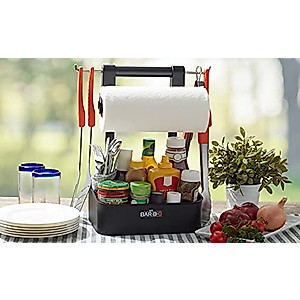 Mr. Bar-B-Q Adjustable Grilling Caddy | Store all your Grilling Accessories in One Place | Roller Towel Holder | Reduce Mess While Grilling