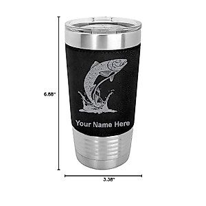 LaserGram 20oz Vacuum Insulated Tumbler Mug, Trout Fish, Personalized Engraving Included (Faux Leather, Black)