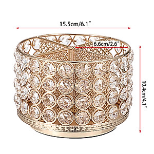 Hipiwe Crystal Vanity Organizer 360 Rotating Makeup Brush Holder Spinning Cosmetic Brushes Display Holder Gold Vanity Storage Holder Multi-Functional Desk Organizer for Eyebrow Pen Pencil, 4-Slot