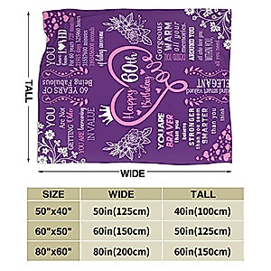 JASUTOT Happy 1963 60th Birthday Gifts Blanket for Women Her Wife Sister Mom Friends Grandmother Coworker Boss, 60th Birthday Blankets Throw 60"×50", 60th Birthday Gift Ideas, Gifts for 60th Birthday