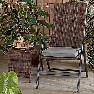 Greendale Home Fashions Outdoor Reclining Brown PE Wicker Folding Chair, Cast Slate