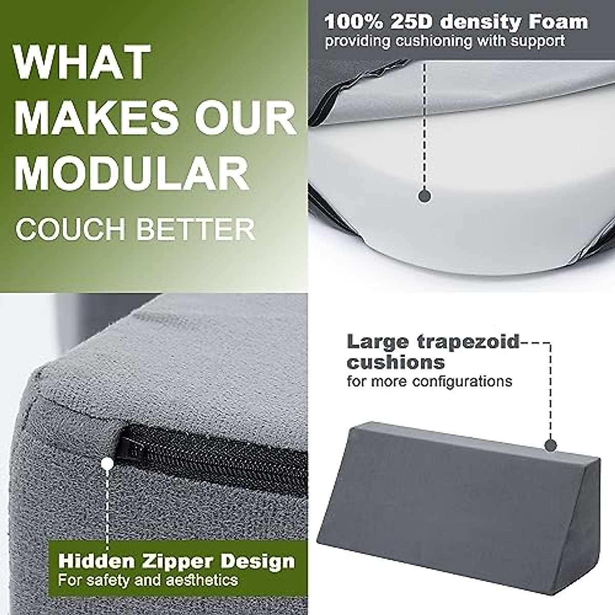 Buytime Kids Couch, Modular Floor Couch with Ottomans, Cozy Toddler Play Sofa Bed with Soft Foam, Playroom and Bedroom Furniture for All Ages, Large