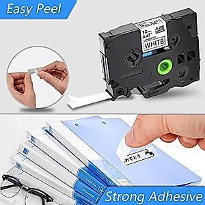 GREENCYCLE 15 Pack Compatible for Brother P Touch TZe-231 AZE 231 TZS231 TZ-S231 1/2" 12mm 0.47 inch Laminated Black on White TZ TZe Label Tapes Used in P Touch PTH110 PT-D200 PTD600 D400