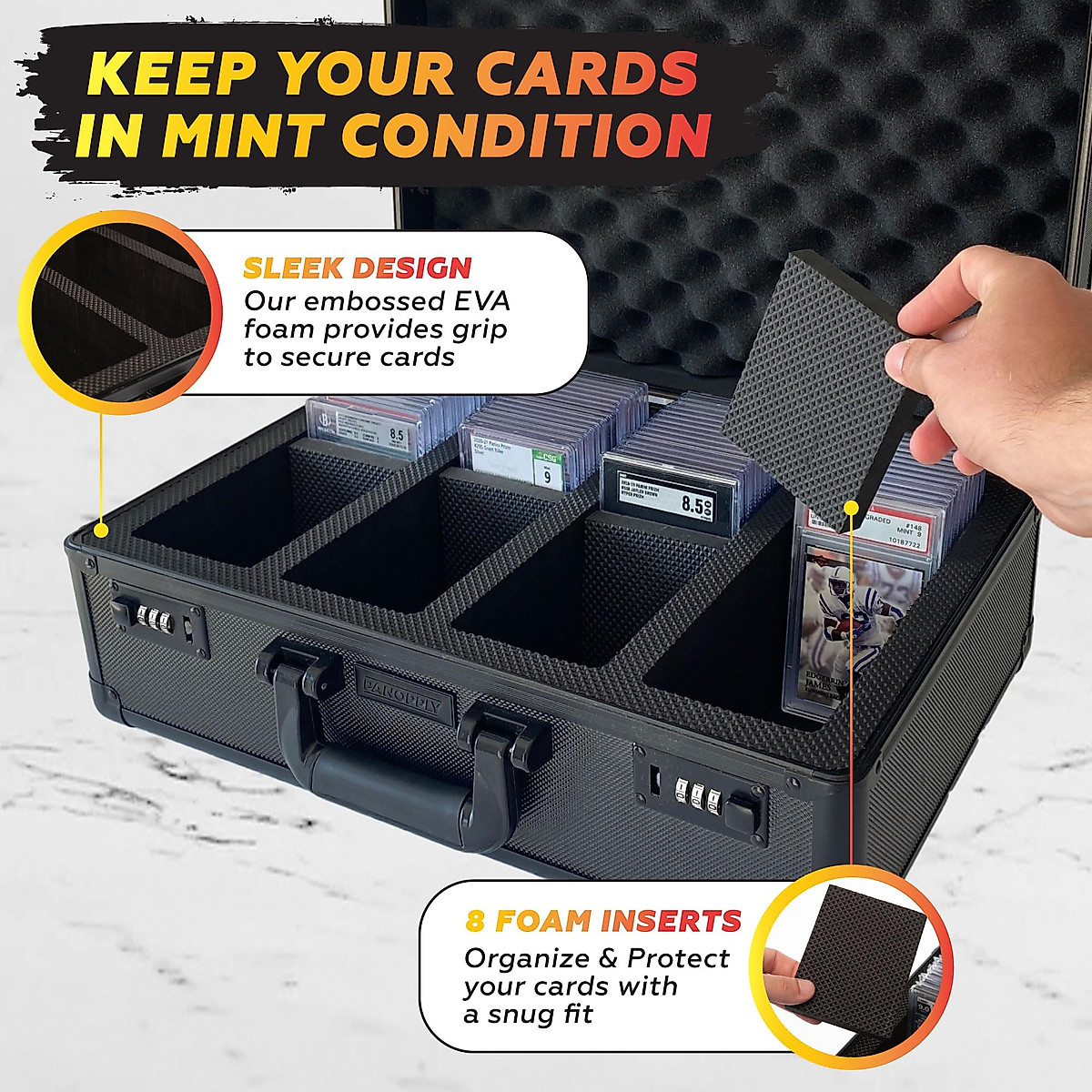 Panopply SLAB ARMOR 160+ 4 Row Psa Graded Card Storage Box Graded Card Case Psa Slab Case for Graded Cards Psa Card Case Baseball Card Cases for Sports Cards Storage Sports Card Case (BLACK)