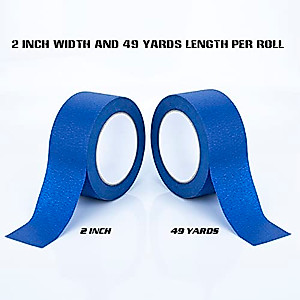 XUXU Blue Painters Tape, 2 Inch Blue Painters Masking Tape Bulk for Multi-Surface, Produce Sharp Lines, Residue-Free 196 Yards Total Blue Tape Set of 4 Rolls