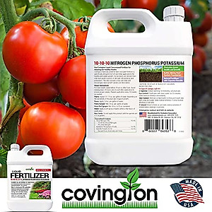 Covington Liquid 10-10-10 Fertilizer for Lawns, Plants, Vegetables, All Purpose Fertilizer 10-10-10 Concentrate, Liquid 10 10 10 NPK Lawn Food with Nitrogen Phosphorus Potassium, 32 Ounces