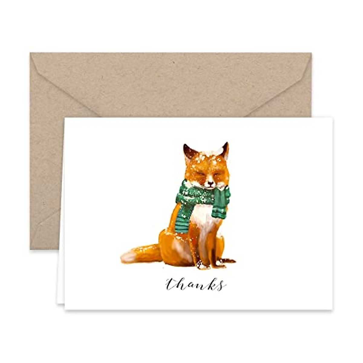 Paper Frenzy Winter Animals Thank You Note Cards and Kraft Envelopes 24 pack