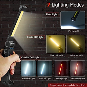 KEPEAK Rechargeable Flashlights, 2 Pack LED Work Lights with Magnetic Base & Hanging Hook, 180°Rotate, 5 Modes, Gifts for Car Repair, Grill, Camping, Emergency, Outdoor