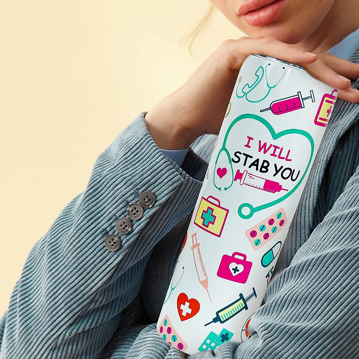 muanns Nurse Gifts for Women - Nurse Tumbler Nurse Coffee Mug Cup with Lid and Straw - 20 Oz Stainless Steel Insulated Water Bottle - Gifts for Practitioner Nurse Nursing Student Men Women