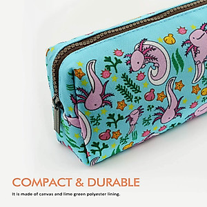 LParkin Axolotl Canvas Pencil Case Pen Bag Pouch Stationary Case Makeup Cosmetic Bag Gadget Bag Gift Kawaii Pencil Box