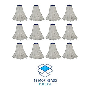 Boardwalk Cut-End Lie-Flat Wet Mop Head, Rayon, 16oz, White, 12/Carton