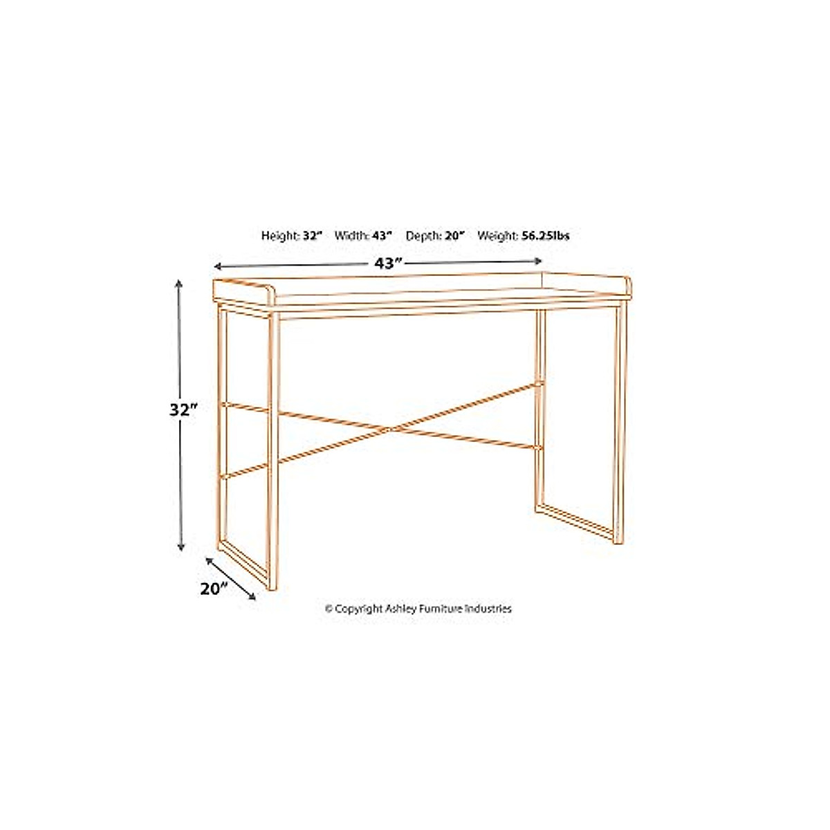 Signature Design by Ashley Gerdanet Casual 43" Sleek Home Office Writing Desk, Beige & Black