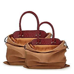 Dust Cover Storage Bags with Drawstring Pouch for Storage Packaging Handbags Purses Shoes Boots Set of 2 (Brown)