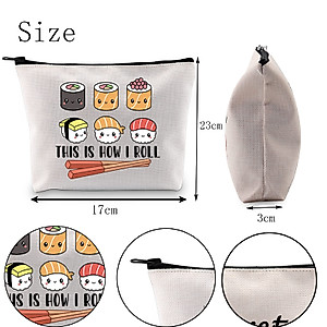 POFULL Sushi Lover Gift This Is How I Roll Cosmetic Bag Sushi Party Gift Japanese Cuisine Sushi Lover Gift (Sushi bag)