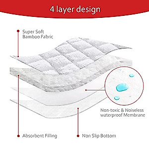 Bamboo Quilted Thicker Changing Pad Liner Waterproof, Fit for Peanut Shaped Changing Pads 3 Pack, Non-Slip Back Design Reusable Pads Machine Washable, White
