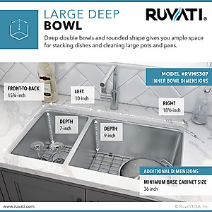 Ruvati 32-inch Undermount Kitchen Sink 30/70 Double Bowl 16 Gauge Stainless Steel - RVM5307