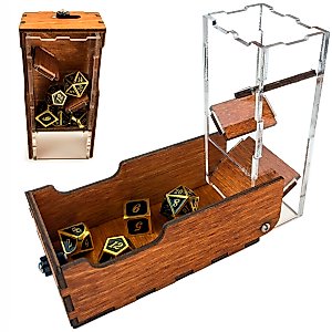 C4Labs Micro Travel Portable Dice Tower AND Dice Vault | Fits Standard Seven Set of Dice (Gunstock)