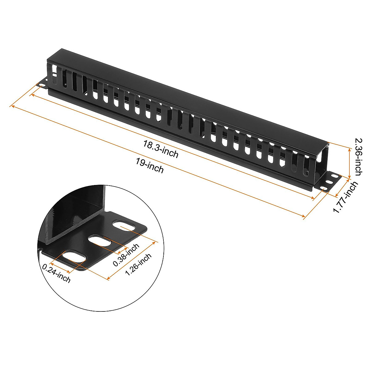 Rebower 1U Cable Manager 24 Slot Horizontal Rack Mounting Wire Management Organizer, [for Network Cabinets]-19" Black- 4Pcs