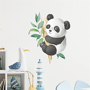 Panda and Tree Branch Wall Decals,Peel and Stick Animal Wall Stickers for Kids Children Bedroom Nursery Home Decor(15.3x18.9)