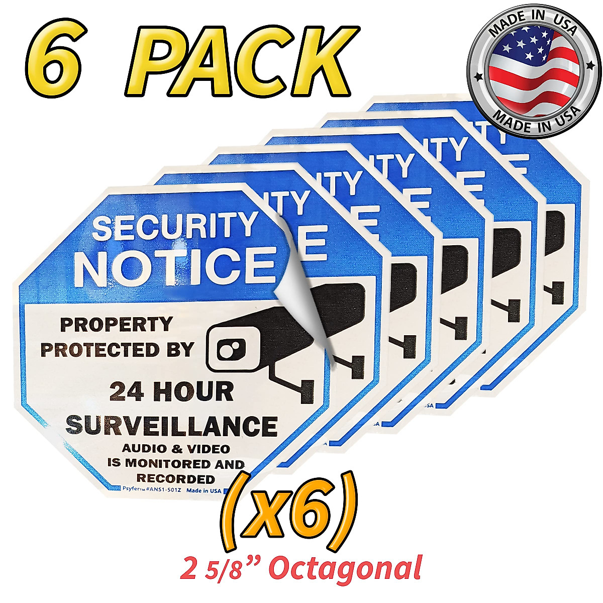 Psyfer® (Fade-Free) 6 Pack - 2⅝" UV Security Stickers [Made in USA]