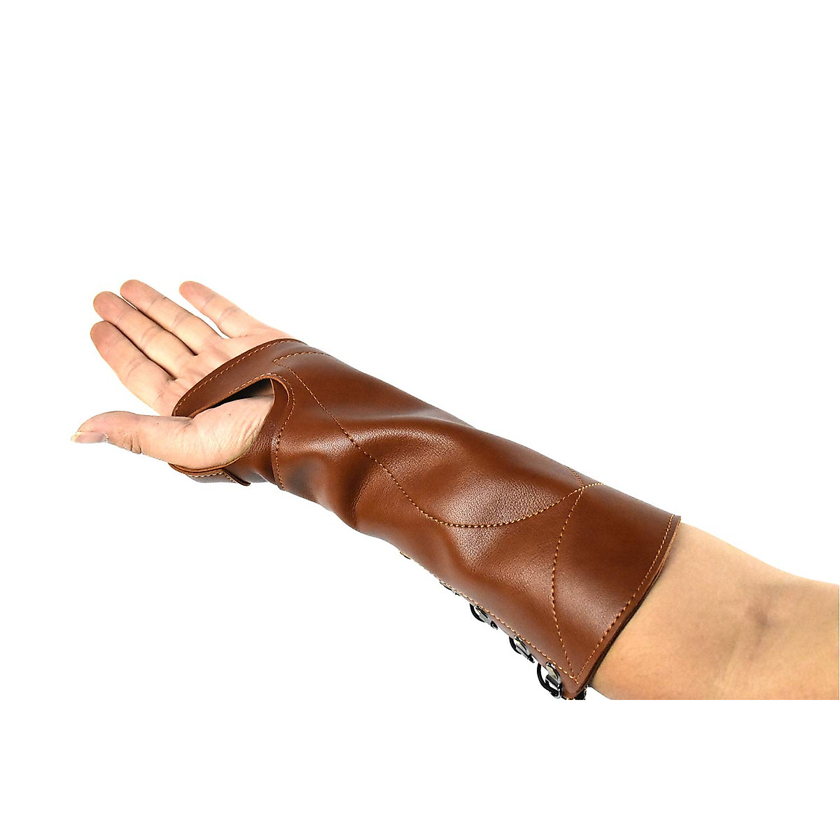 Windfulogo PU Leather Archery Arm Guard Hand Protector Brace Longbow Hunting Shooting Brown for Women & Men