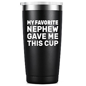 KIKERRO Uncle Gifts from Nephew, Birthday Gift, Valentines Day, Fathers Day Christmas Gifts for Best Uncle Ever, 20oz Stainless Steel Insulated Tumbler, Black