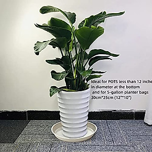 GRESPRI White Plant Saucer 14 Inches, 5 Packs Durable Plastic Plant Trays, Flower Pot Saucers 12 inches in Base, 5 Gallon Grow Bag Saucers for Indoor Outdoor Plants.